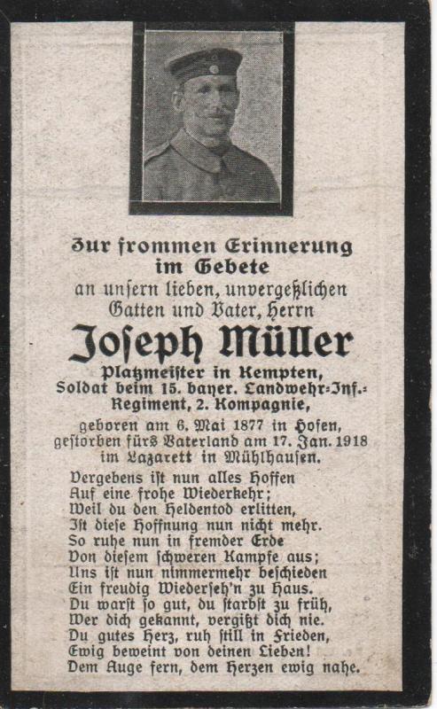 Die Männer des Ersten Weltkriegs – Teil 250: Joseph Müller | Der erste ...